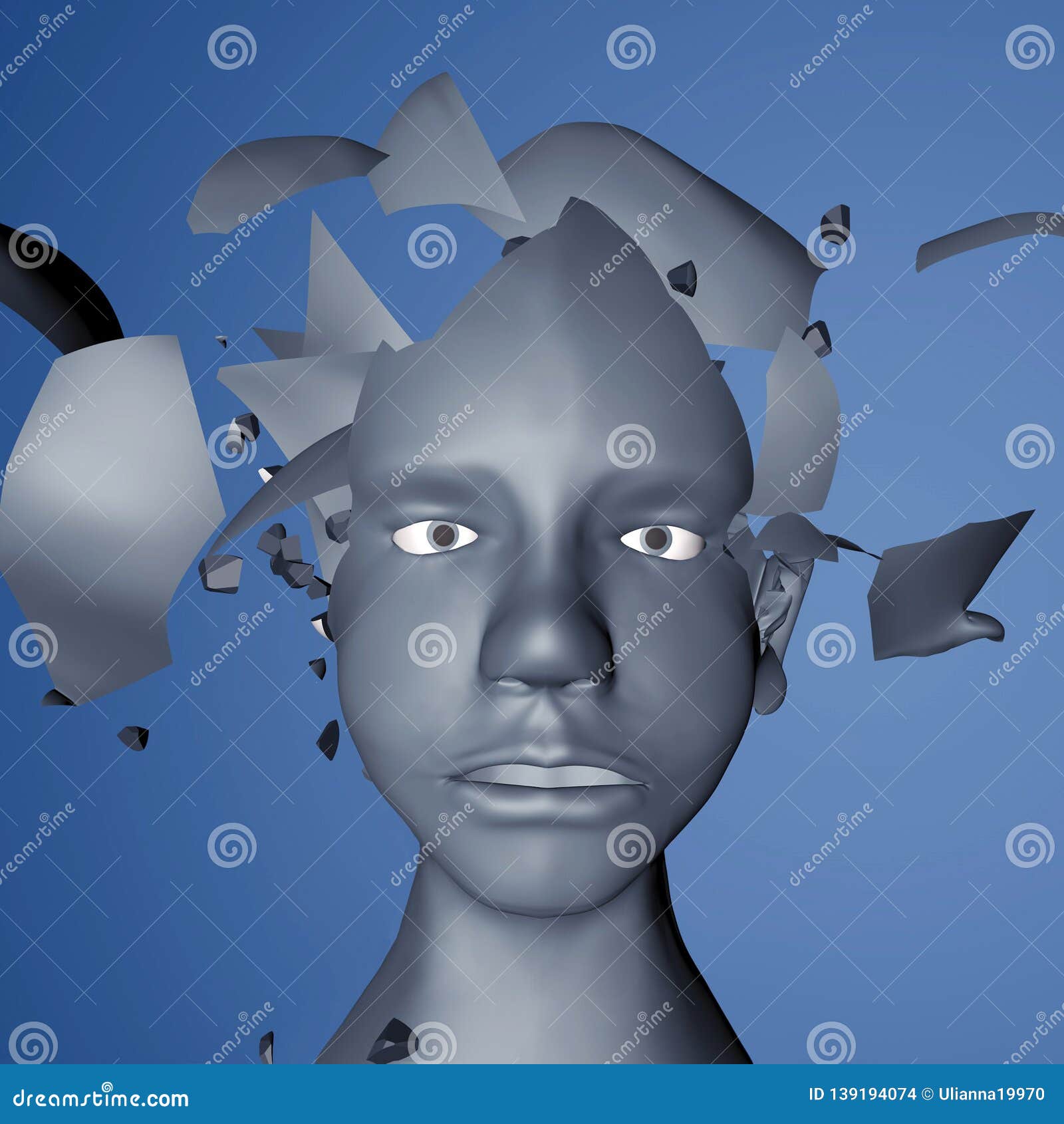 3d Rendering Illustration of Mental Stress Disorder Human Head Falling ...