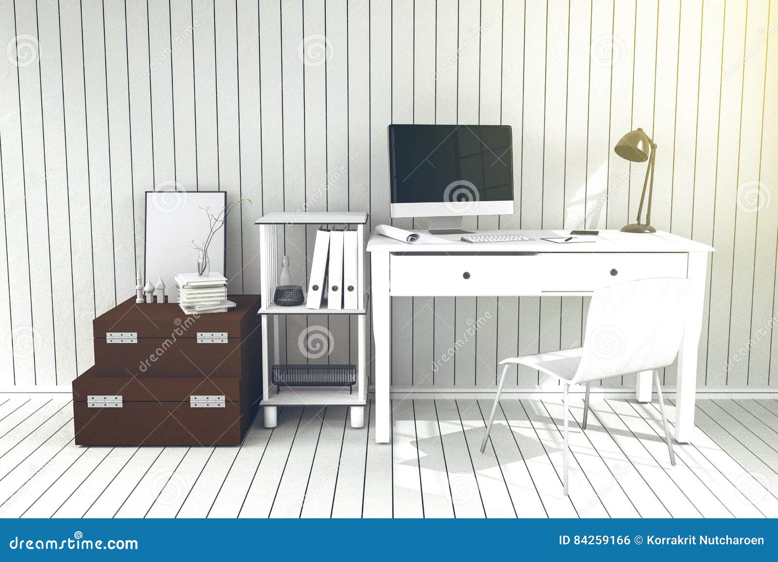 3D Rendering : Illustration of Modern Interior Creative Designer Office ...