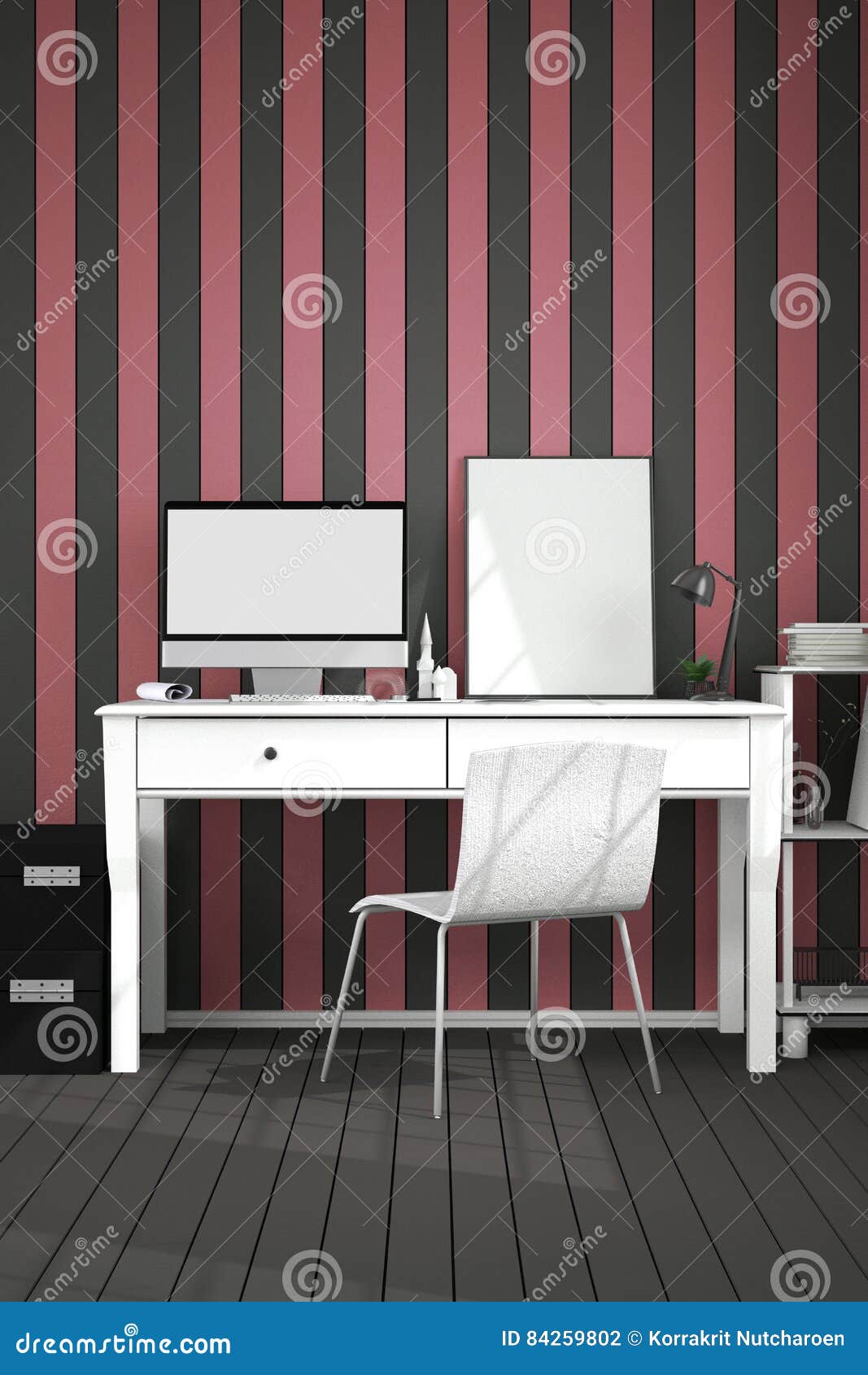 3D Rendering : Illustration of Modern Interior Creative Designer Office ...