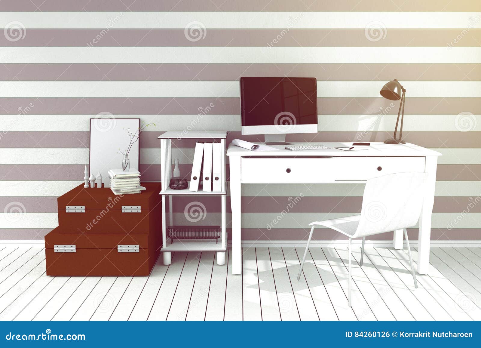 3D Rendering : Illustration of Modern Interior Creative Designer Office ...