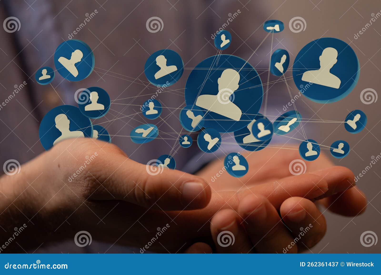 3d Rendering Illustration of Network in Hand People Stock Illustration ...