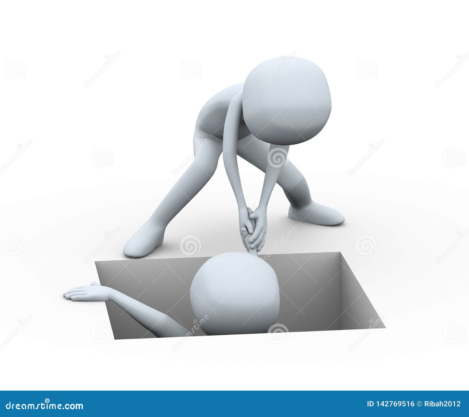 3d Person Help Pulling Another Man from Hole Stock Illustration ...