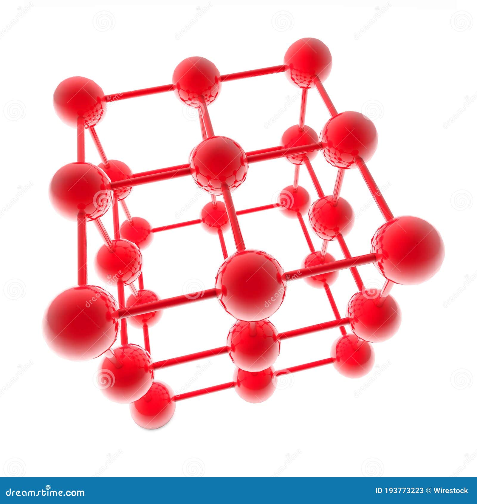 3d Rendering Illustration of a Red Molecule Structure on a White ...