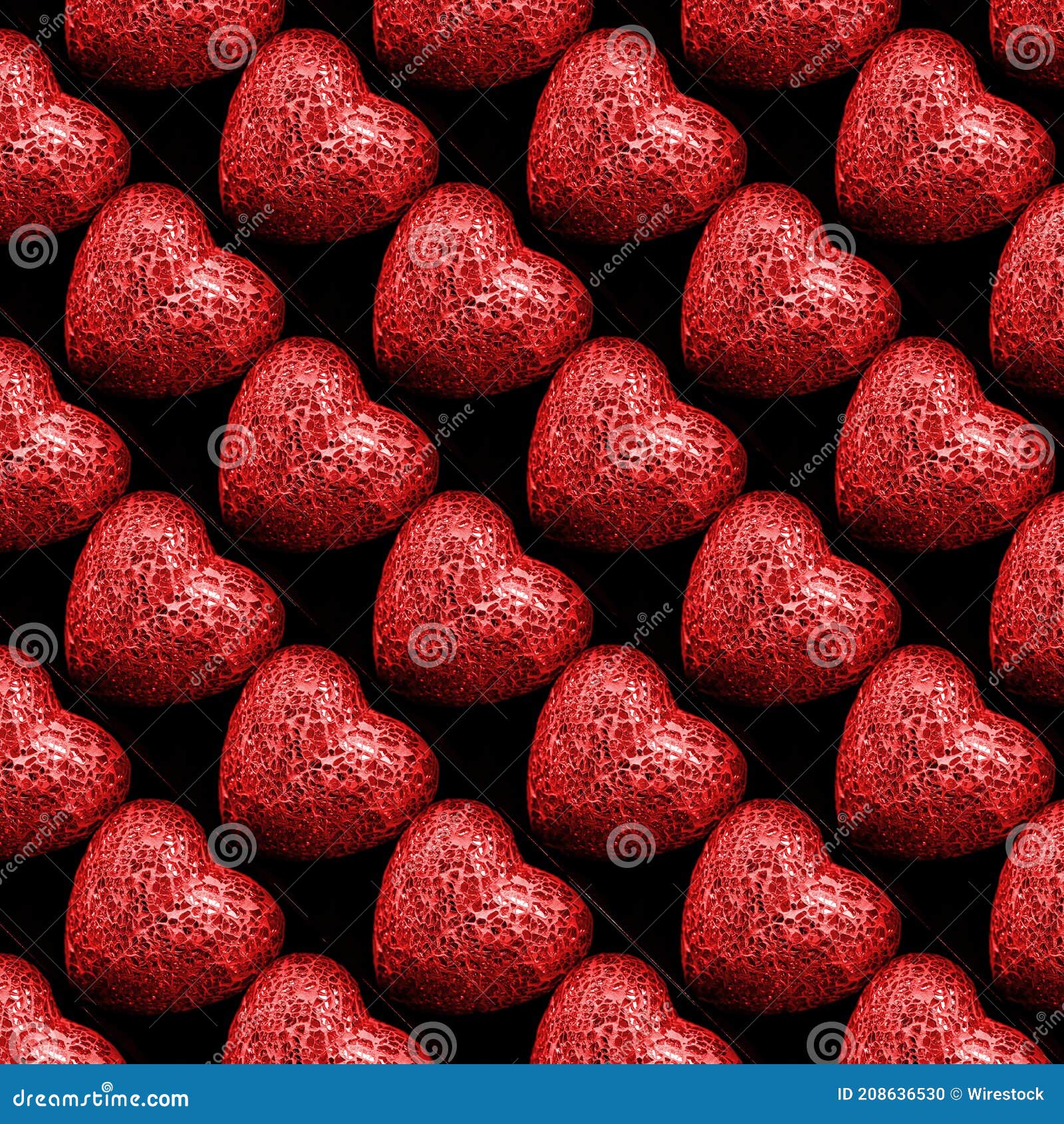 3d Rendering Illustration of Red Textured Hearts on a Black Background ...