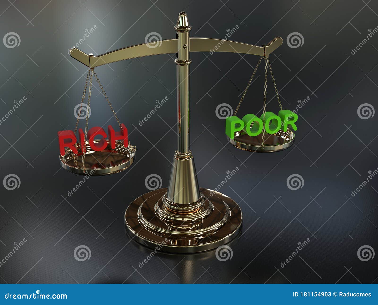 3D Rendering - Rich Equal To Poor Weight Scale Stock Illustration - Illustration of money ...