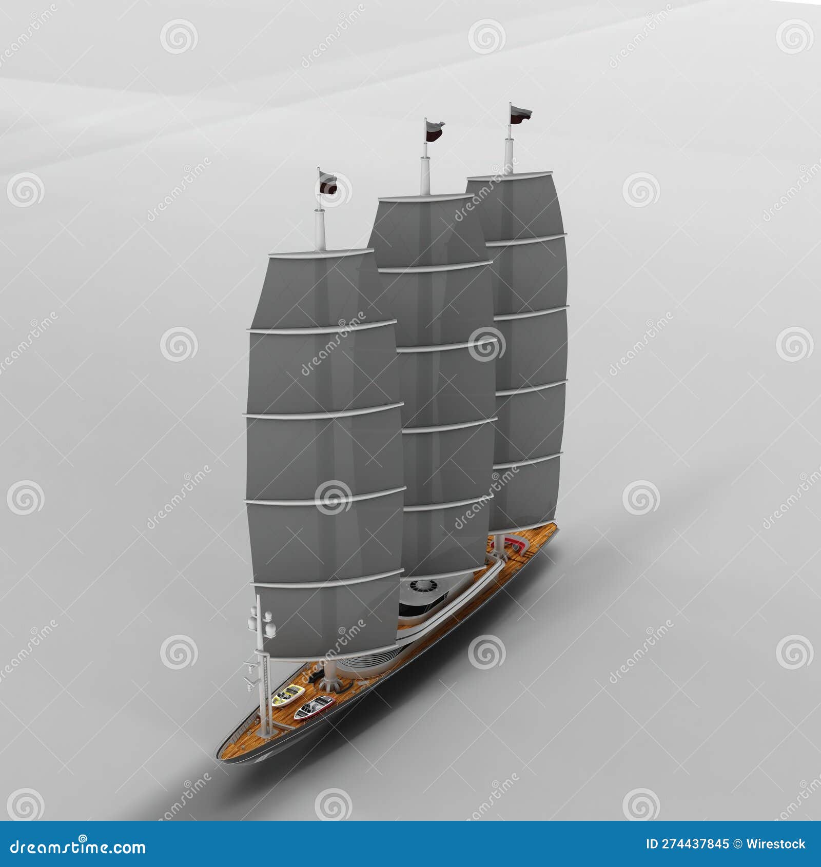 3D Rendering Illustration of a Sailing Ship on a White Background Stock ...