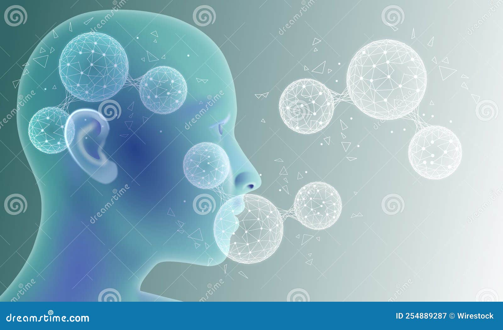 3D Rendering Illustration of a Space Polygonal - Innovative Polymer ...