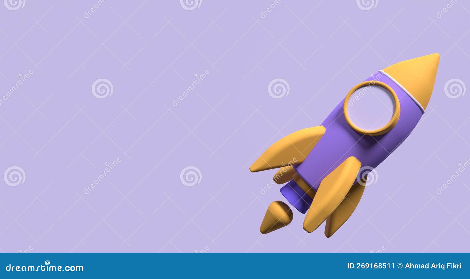 3d Rendering Illustration Spaceship Rocket Launch on Purple Background ...
