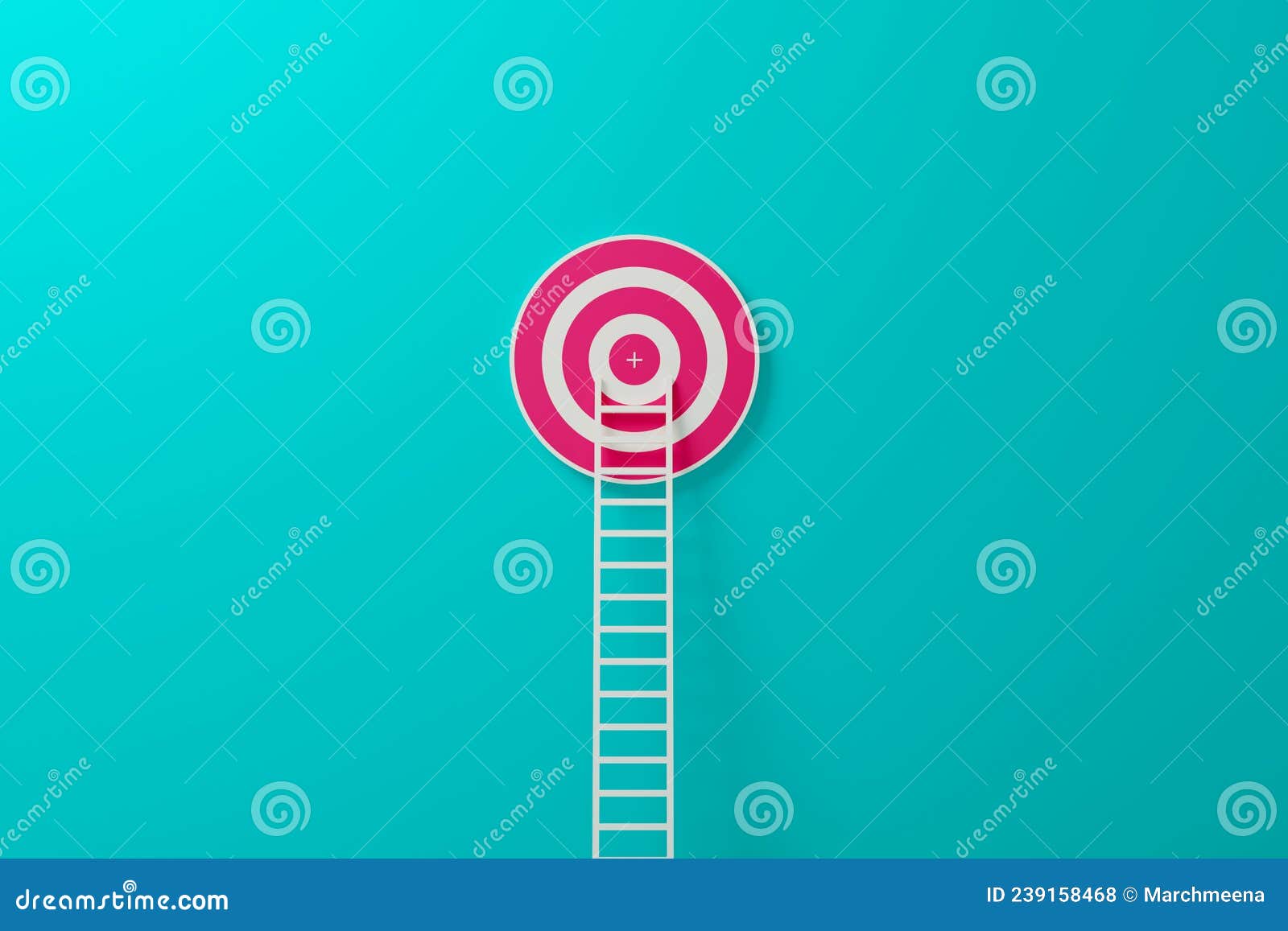 Longest White Ladder and Aiming High To Goal Target with Copy Space ...