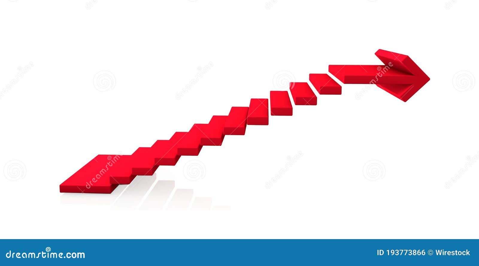 3D Rendering Illustration of Steps Forming an Arrow of Direction on a ...