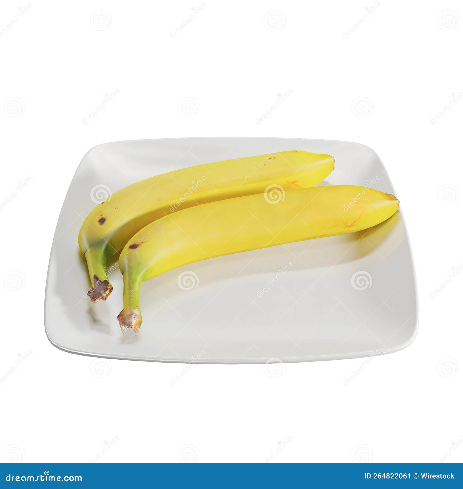 3D Rendering Illustration of Two Bananas on a Plate Isolated on a White ...