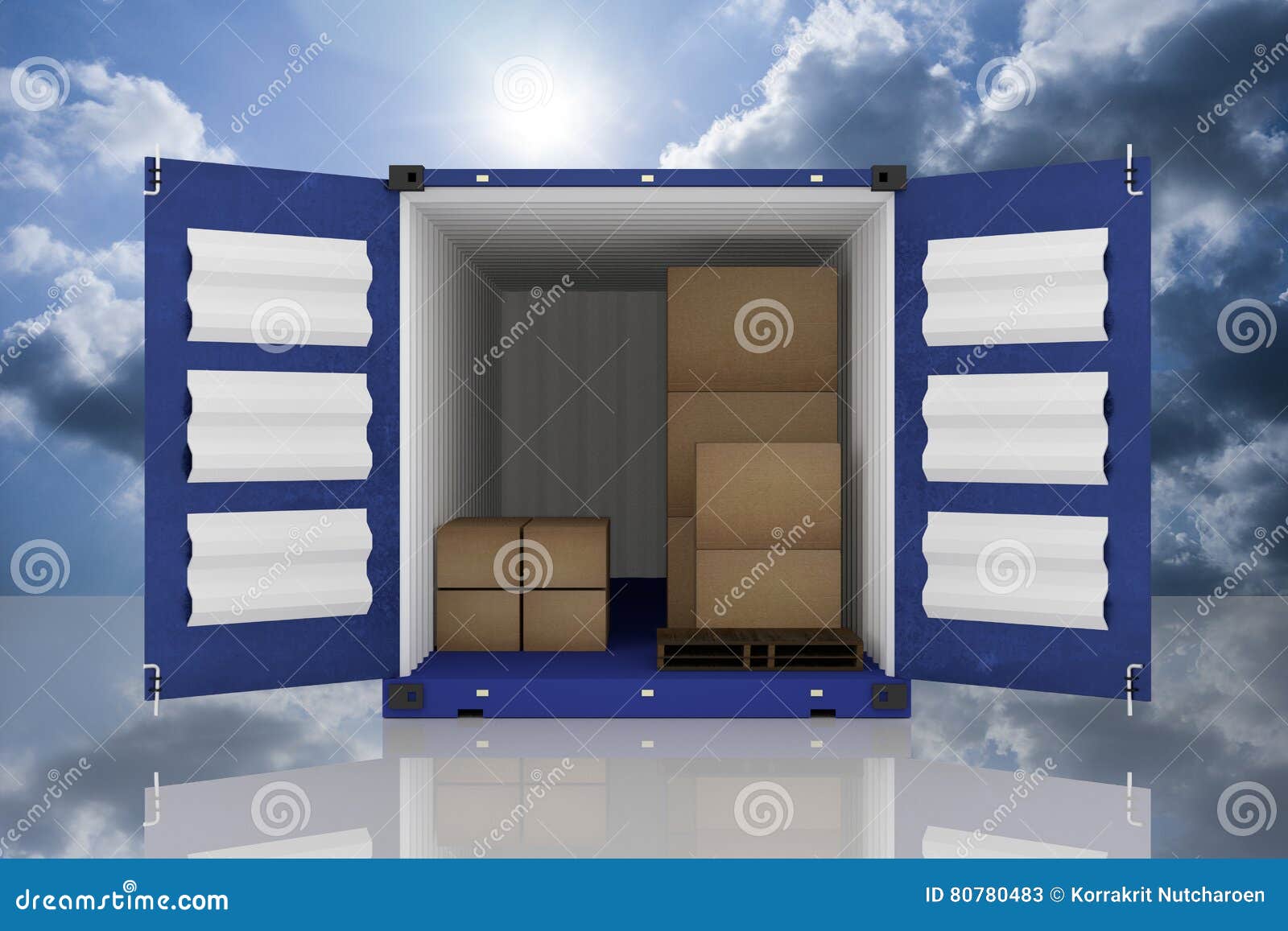 3D Rendering : Illustration of Two Container with One Opened Container ...