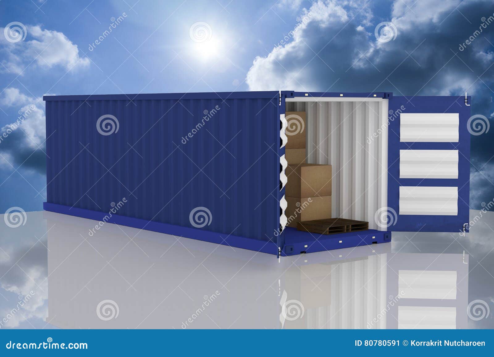 3D Rendering : Illustration of Two Container with One Opened Container ...