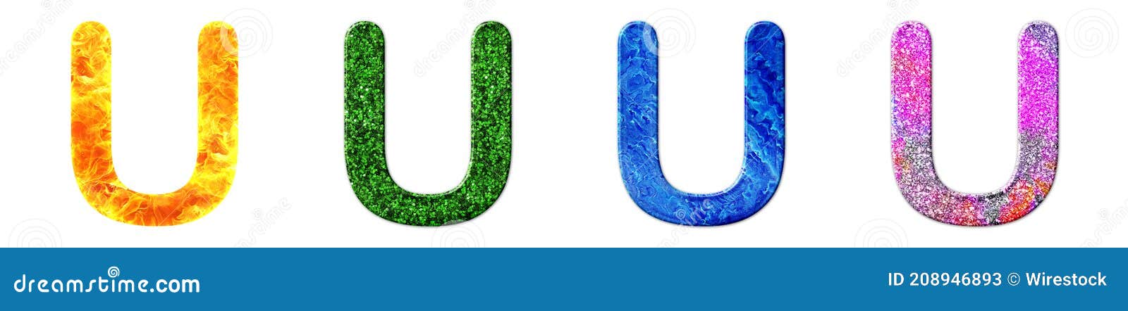 3d Rendering Illustration of U Letters Composed of Fire, Grass, Water ...
