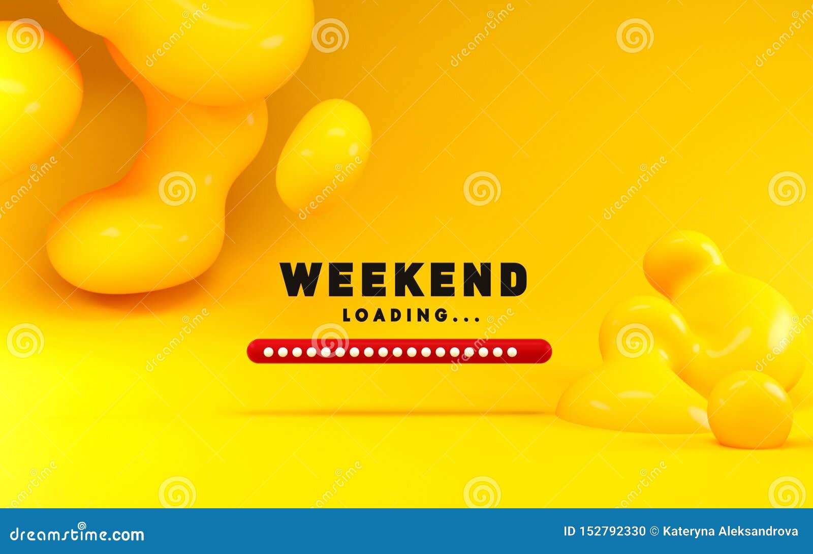 3d Rendering Illustration of Weekend Loading Bar and Abstract Liquid ...