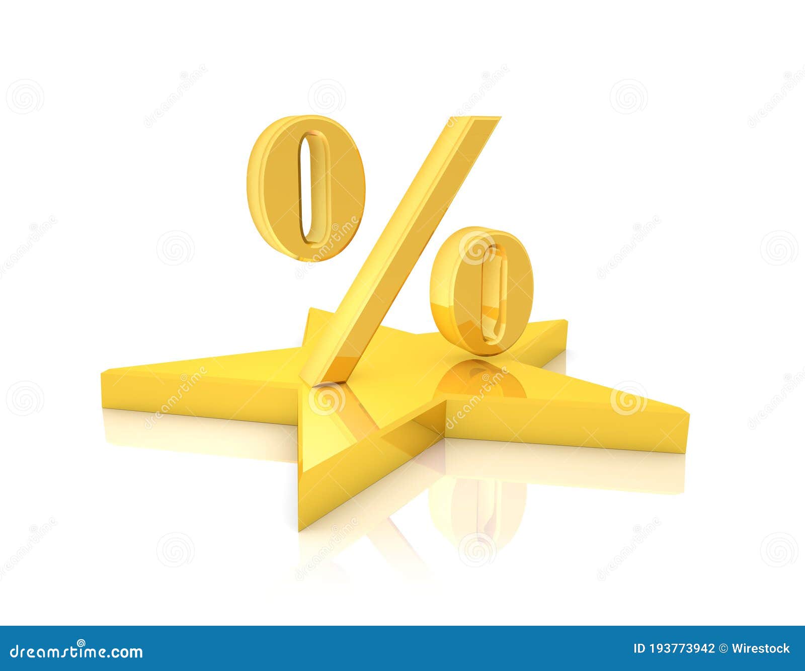 3d Rendering Illustration of a Yellow Percentage Symbol on a Star Stock ...