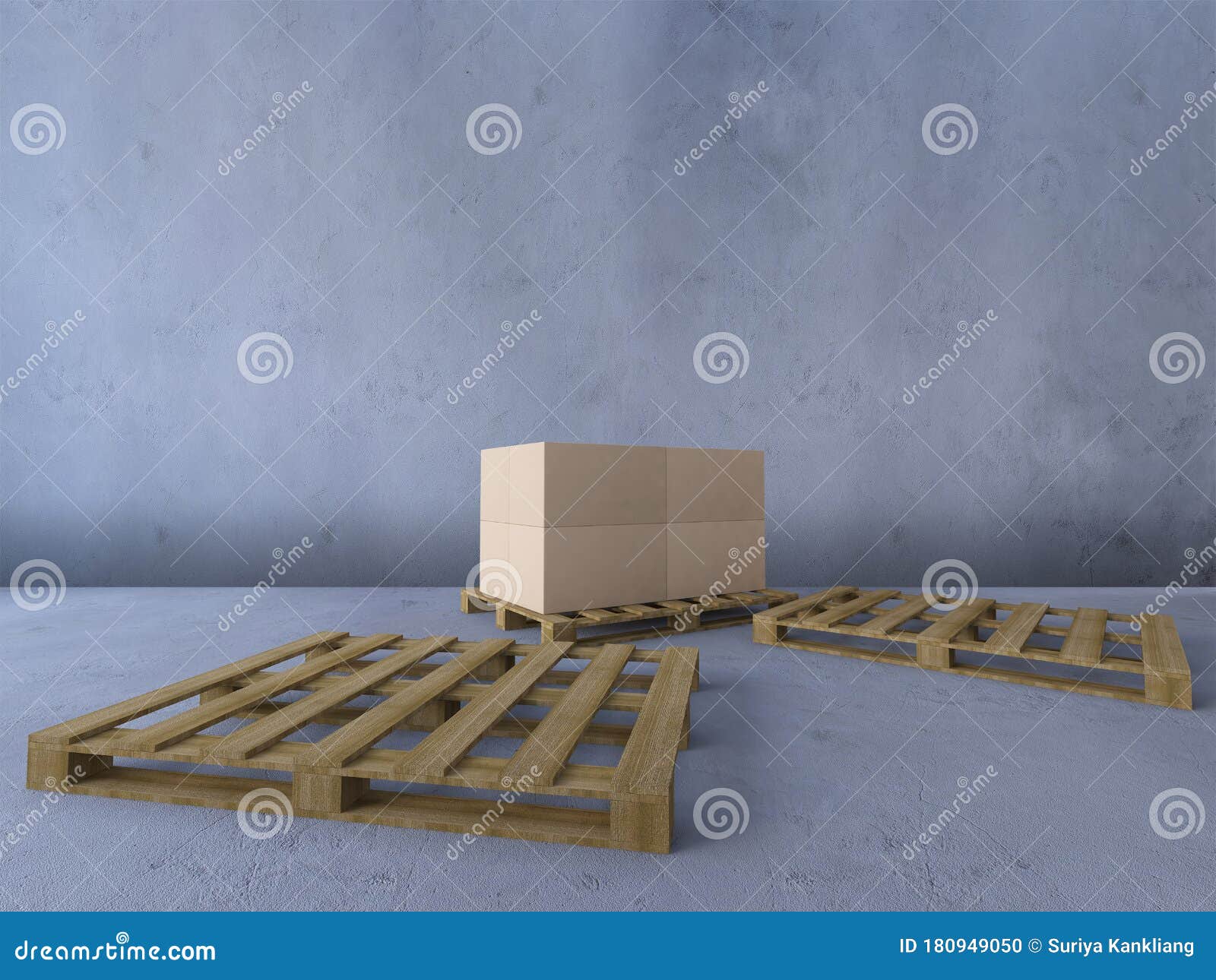 3d rendering image of boxs stock illustration. Illustration of pallet ...