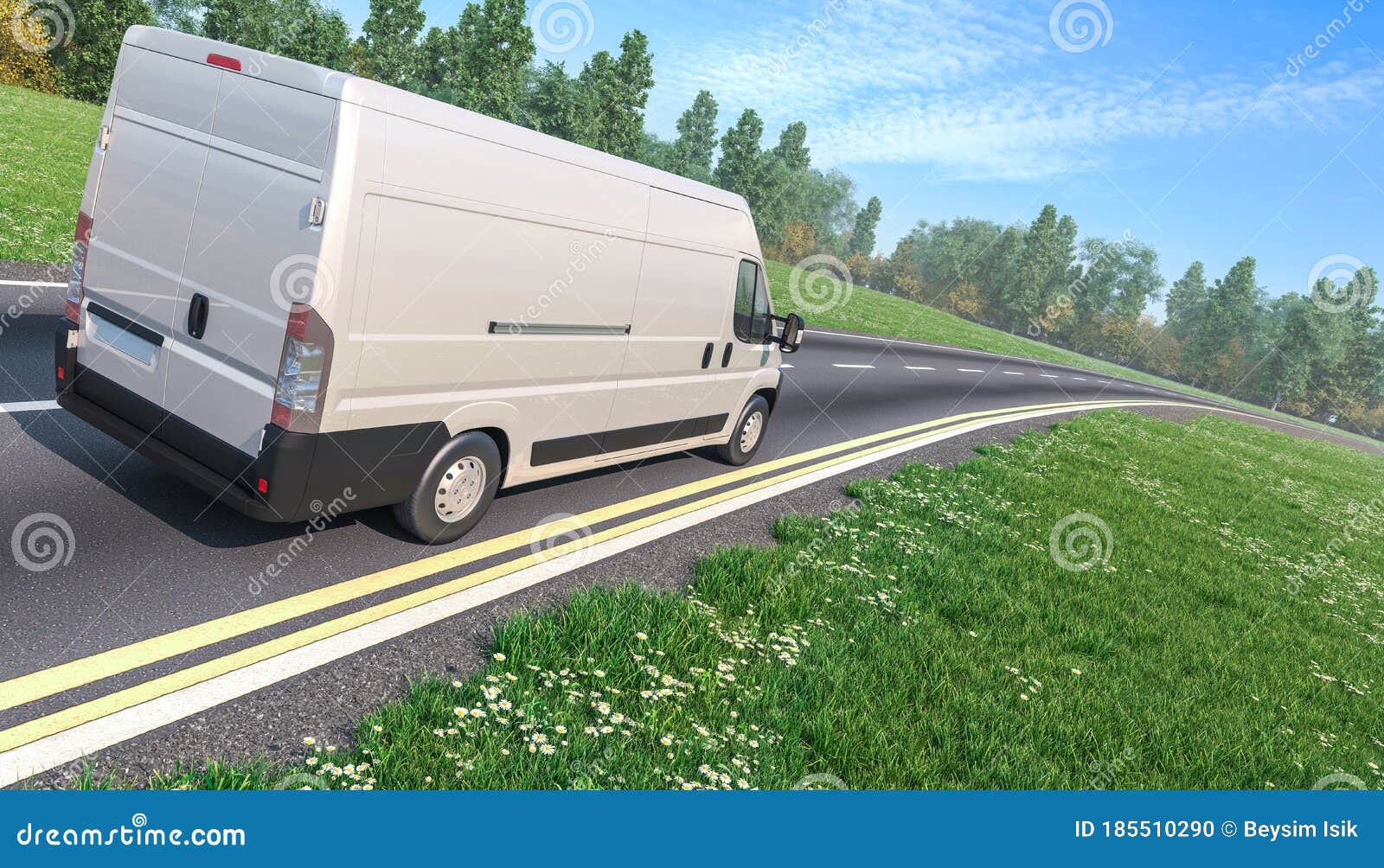 Rear View of a Delivery Van on the Road Stock Illustration ...