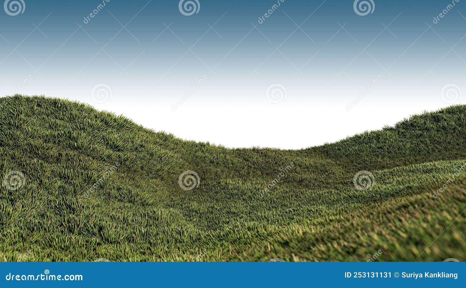 A 3d Rendering Image of Grassed Hill Nature Scenery Stock Illustration ...