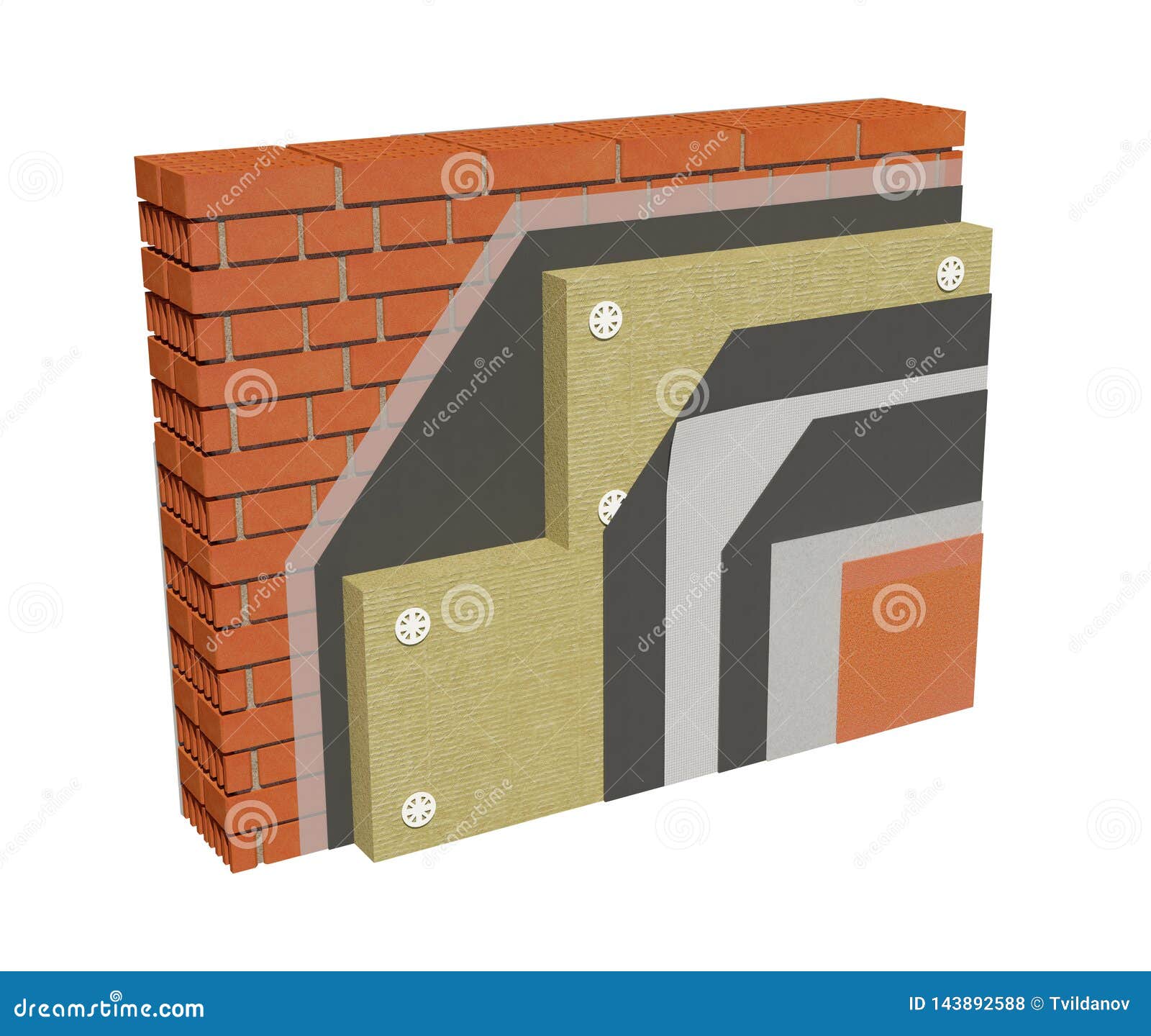 3d Rendering Image of Insulated House Wall. Stock Illustration ...