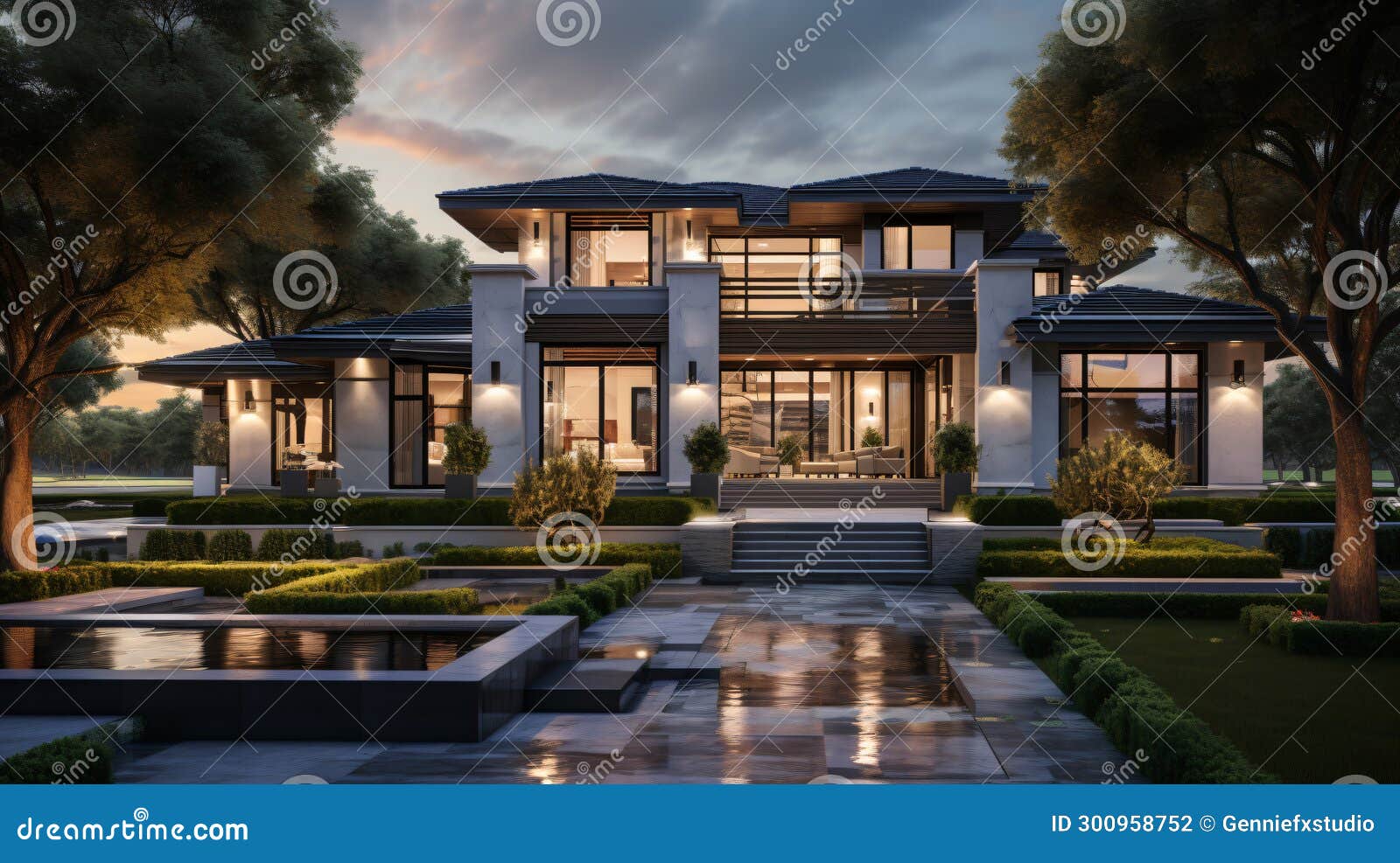 3D Rendering Image of a Luxury House Stock Illustration - Illustration ...