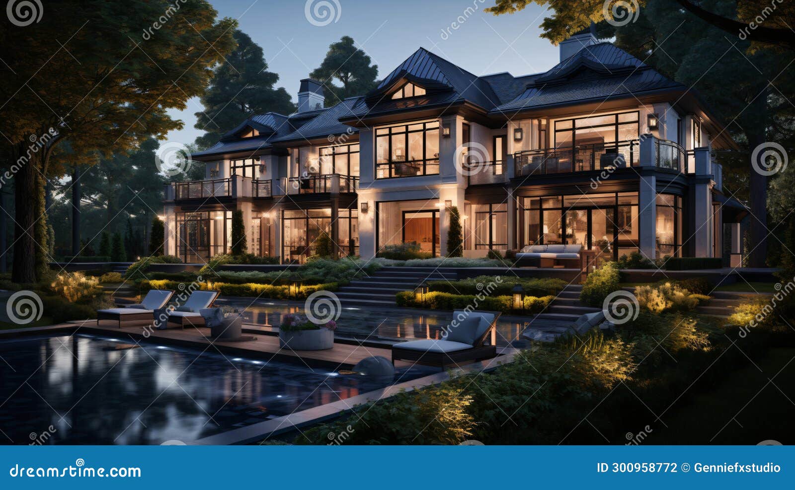 3D Rendering Image of a Luxury House Stock Illustration - Illustration ...
