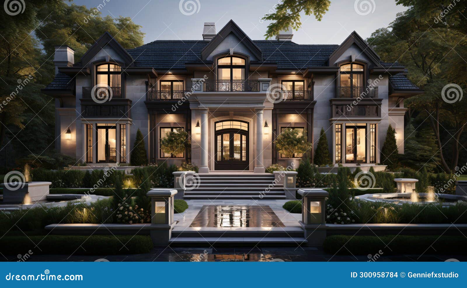 3D Rendering Image of a Luxury House Stock Illustration - Illustration ...
