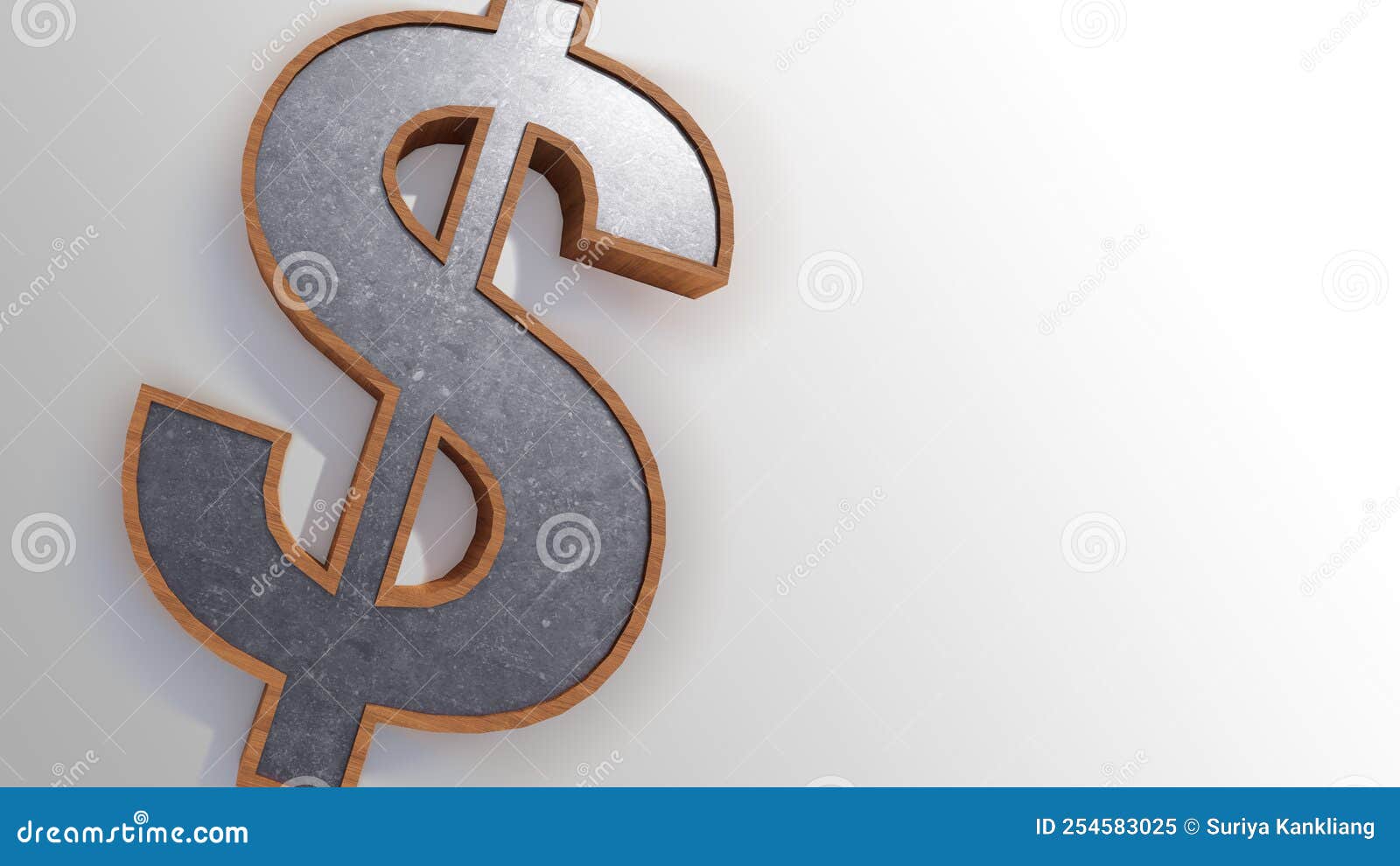 A 3d Rendering Image of US Dollar Sign Made from Steel and Wood Stock ...