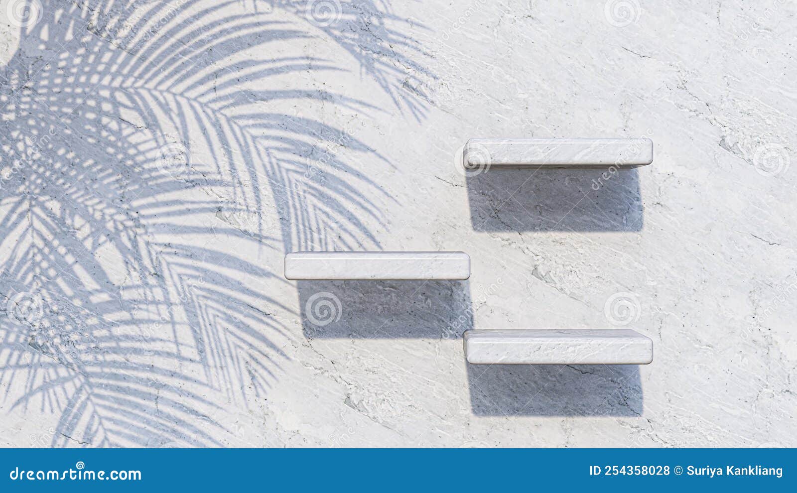 A 3d Rendering Image of White Marble Product Display on White Marble ...