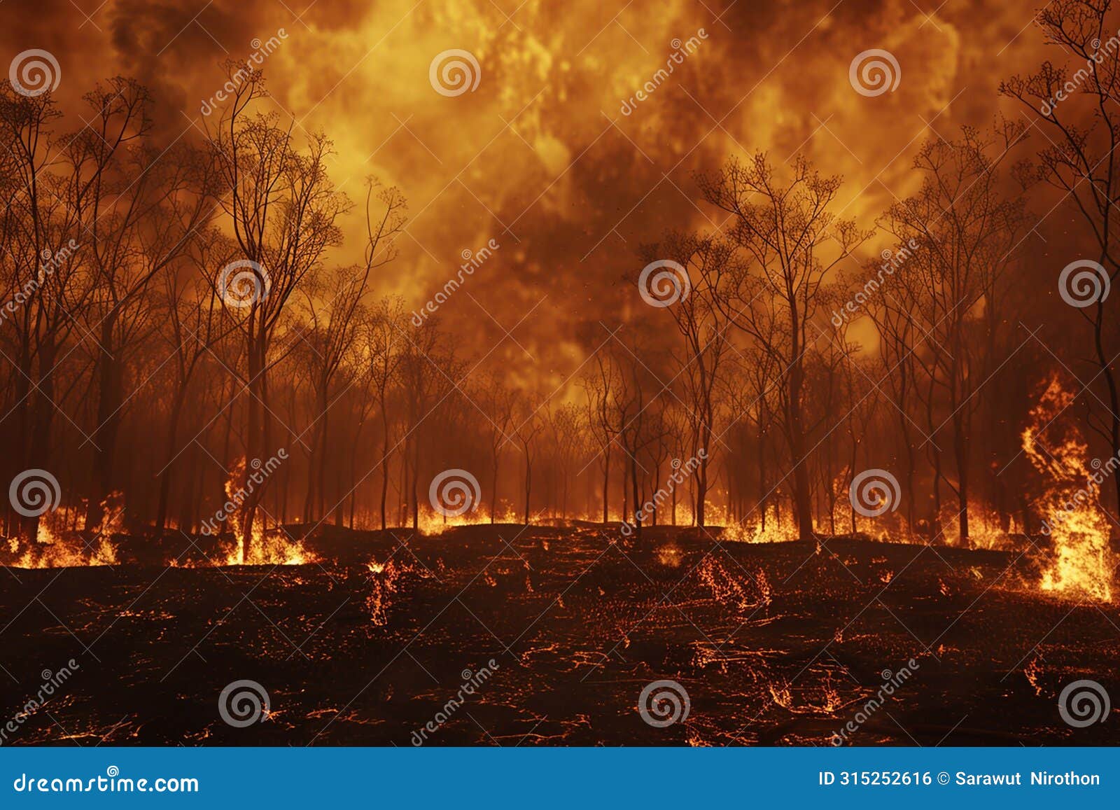 3D Rendering Image of Widespread Forest Fires Causing Pollution and ...