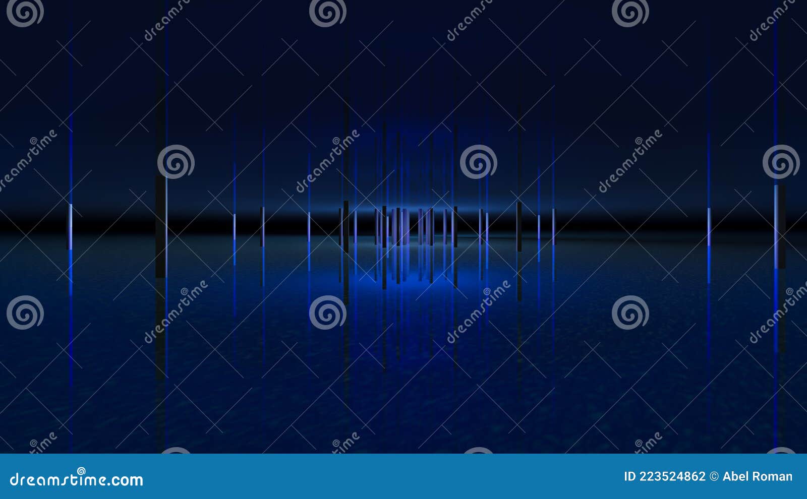 3D Rendering of Immersed Blue Columns is a Reflective Space Stock ...