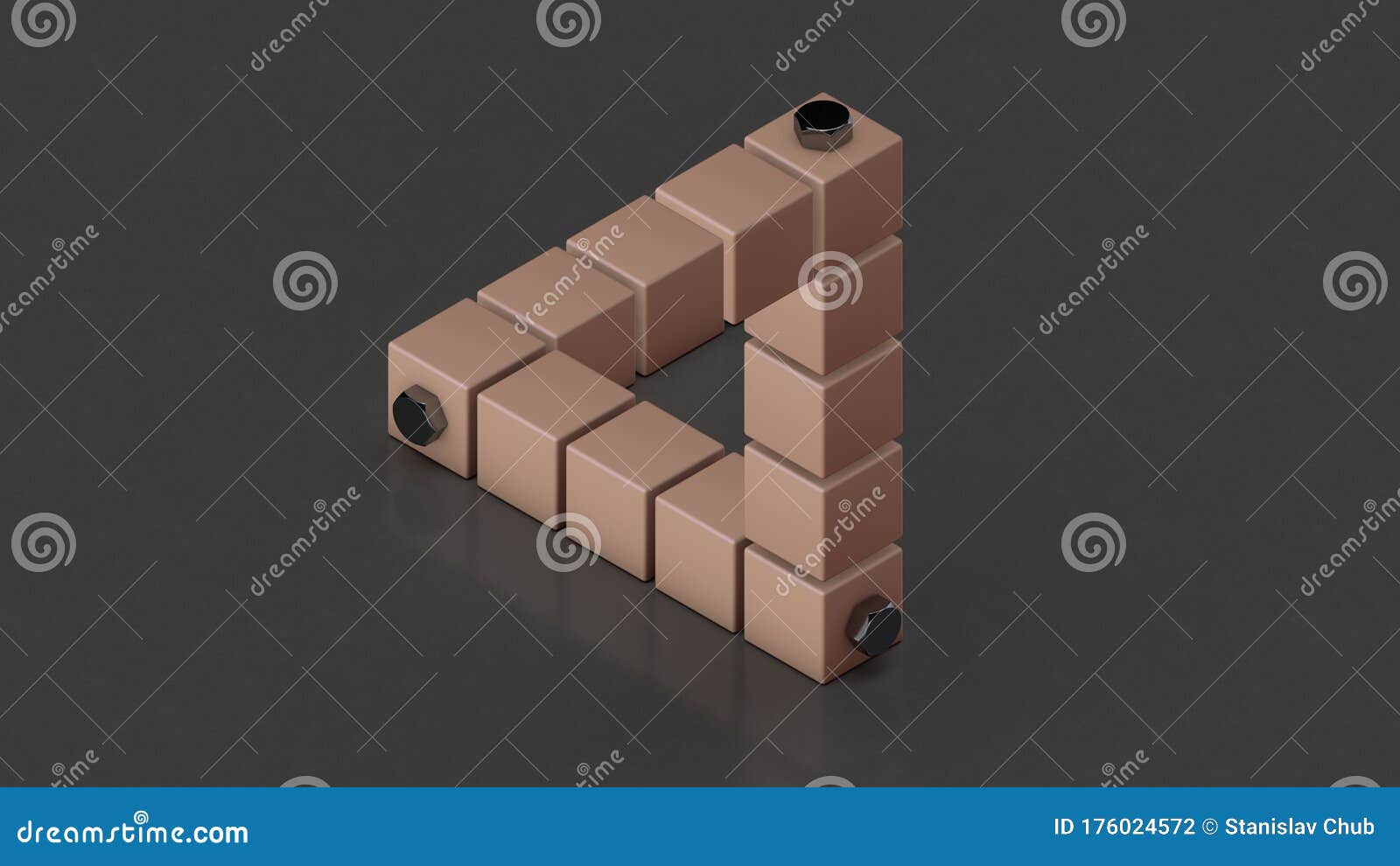 3D Rendering of an Impossible Triangle of Pink Cubes Held Together with ...