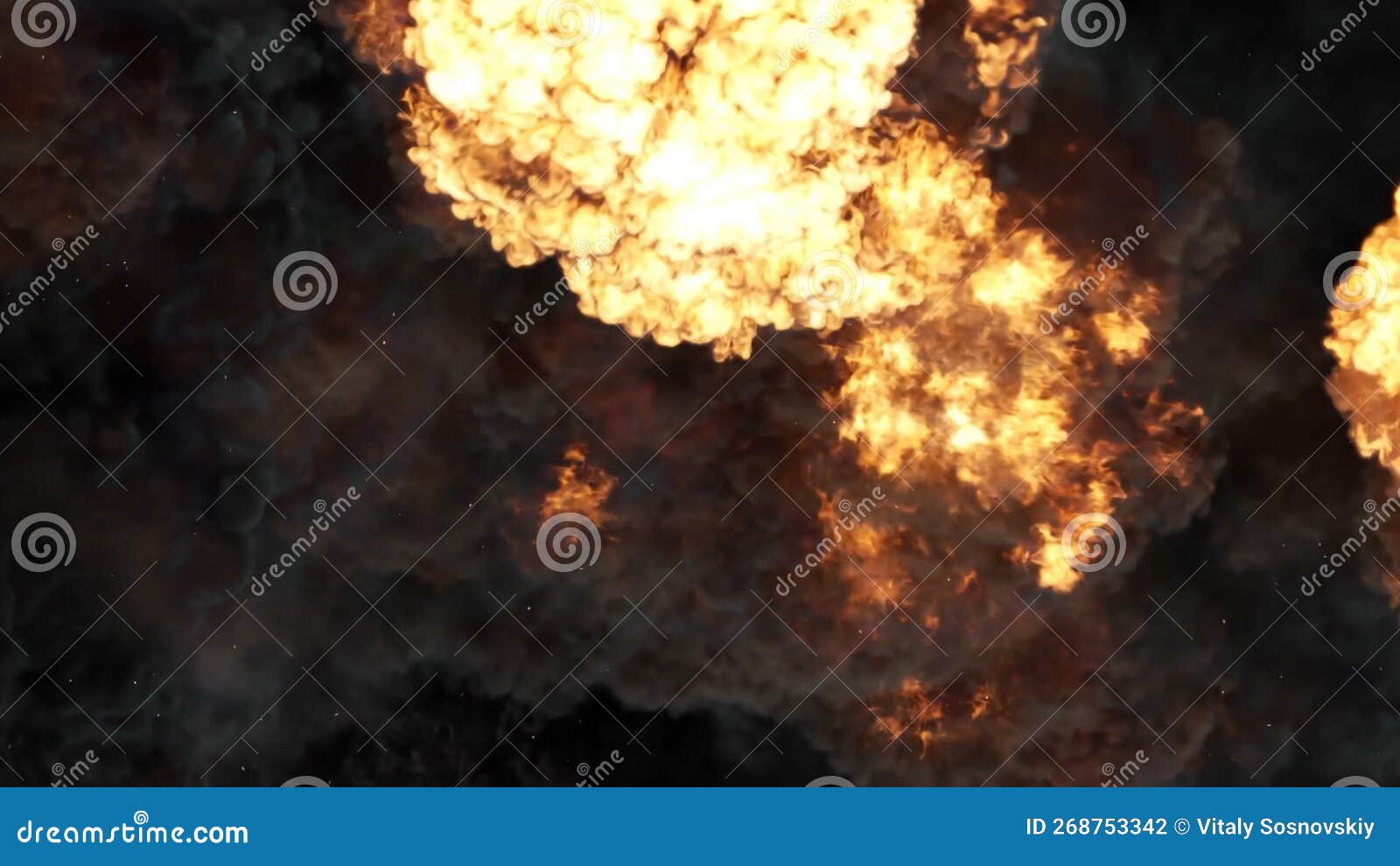 3D Rendering of an Impressive Intense Explosion on a Black Background ...