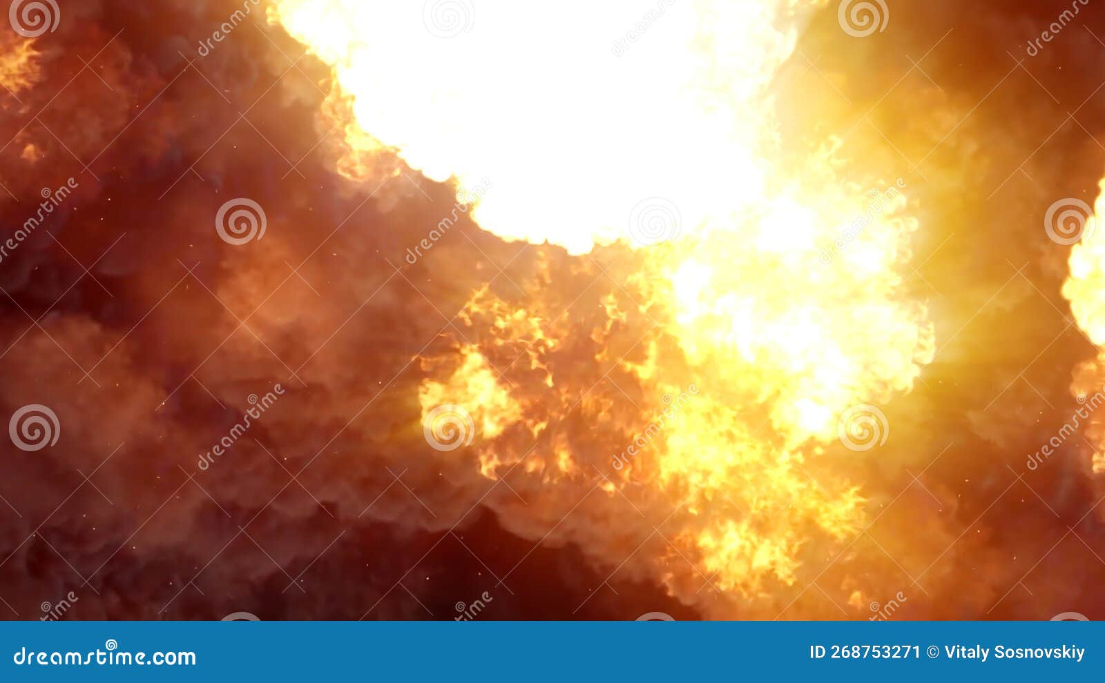 3D Rendering of an Impressive Intense Explosion on a Black Background ...
