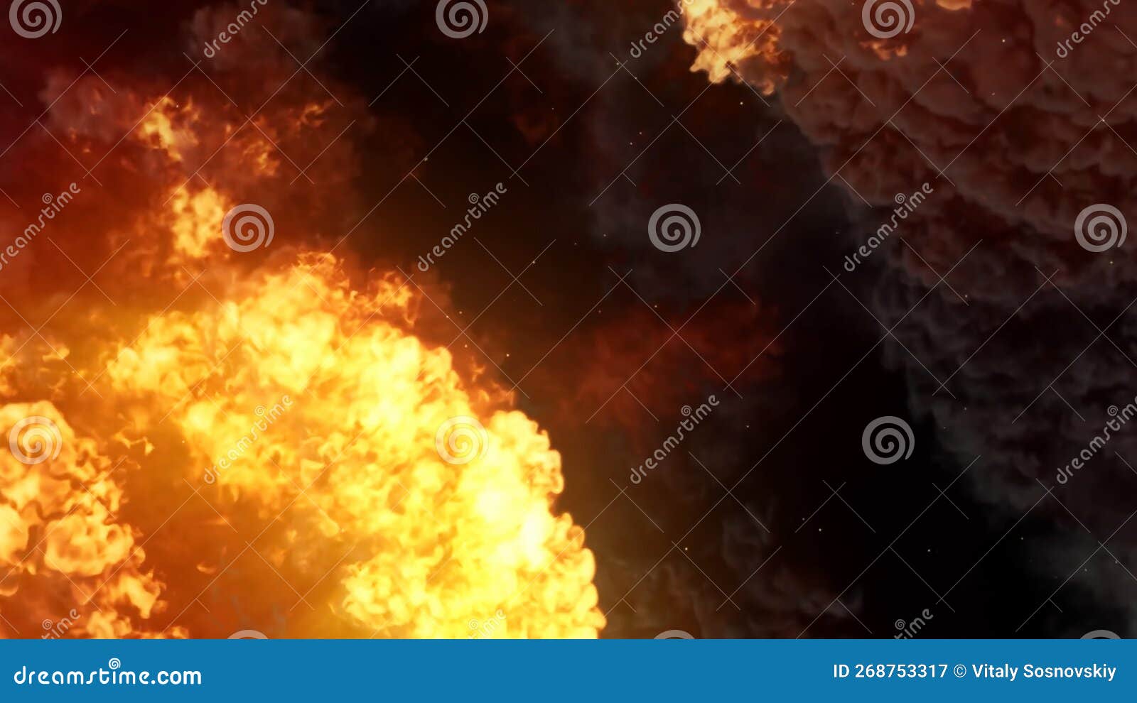 3D Rendering of an Impressive Intense Explosion on a Black Background ...