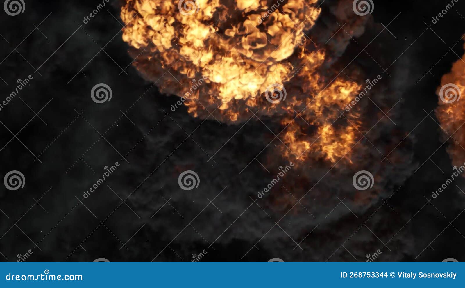 3D Rendering of an Impressive Intense Explosion on a Black Background ...