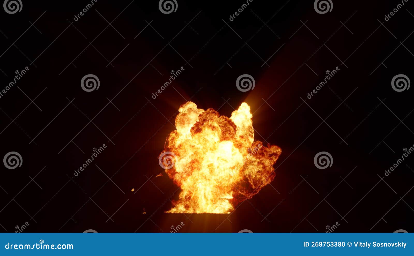 3D Rendering of an Impressive Intense Explosion on a Black Background ...