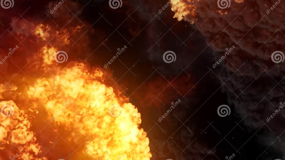 3D Rendering of an Impressive Intense Explosion on a Black Background ...
