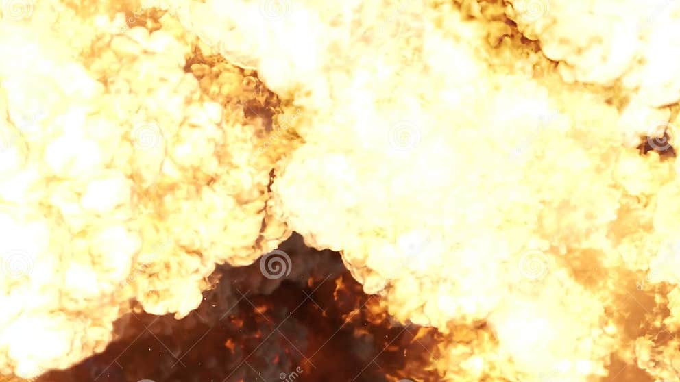 3D Rendering of an Impressive Intense Explosion on a Black Background ...