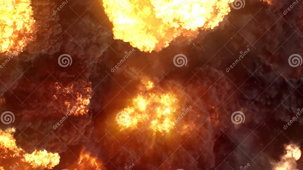 3D Rendering of an Impressive Intense Explosion on a Black Background ...
