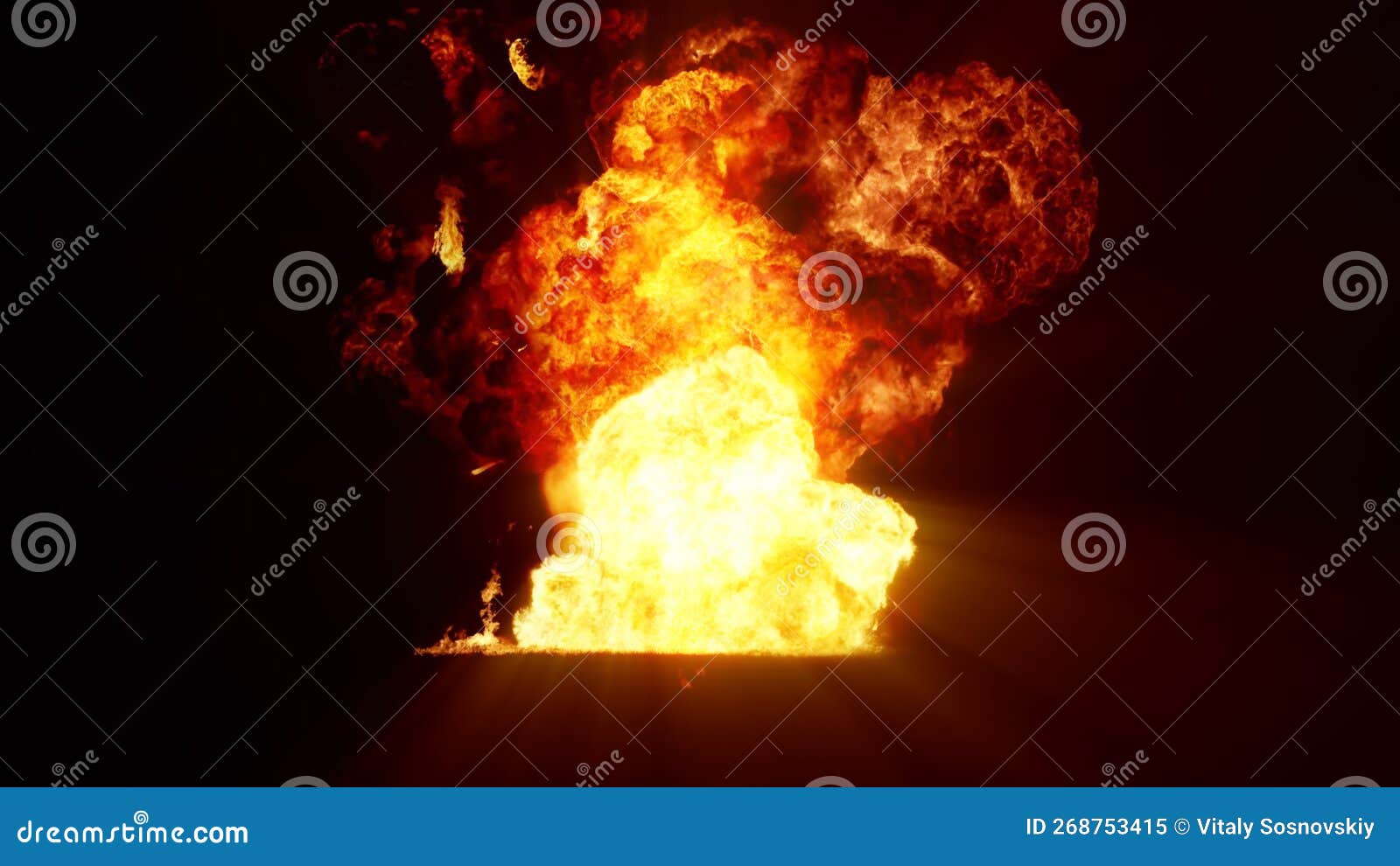 3D Rendering of an Impressive Intense Explosion on a Black Background ...