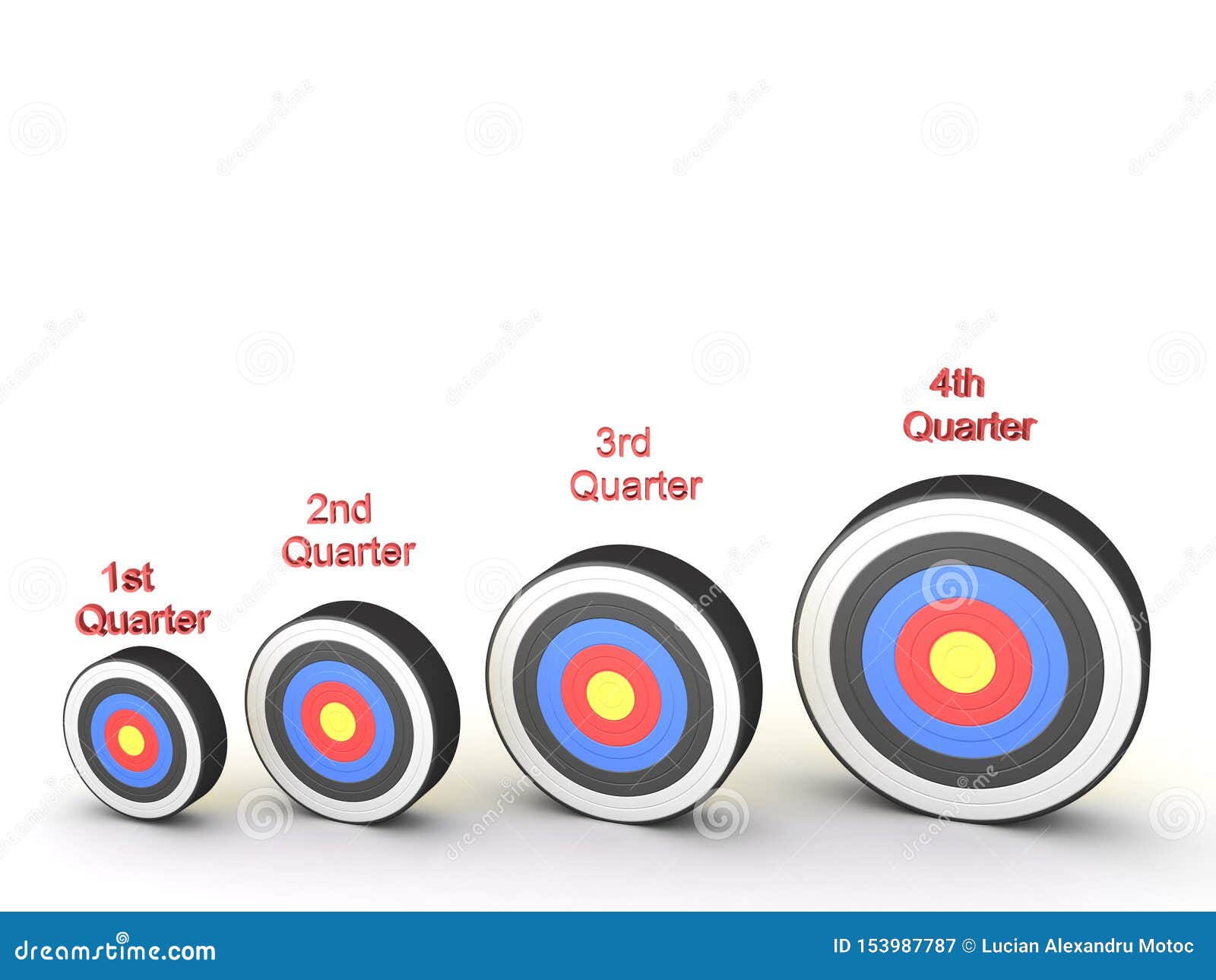3D Rendering of Increasingly Larger Quarterly Targets Stock ... 3D Rendering of Increasingly Larger Quarterly Targets Stock ...