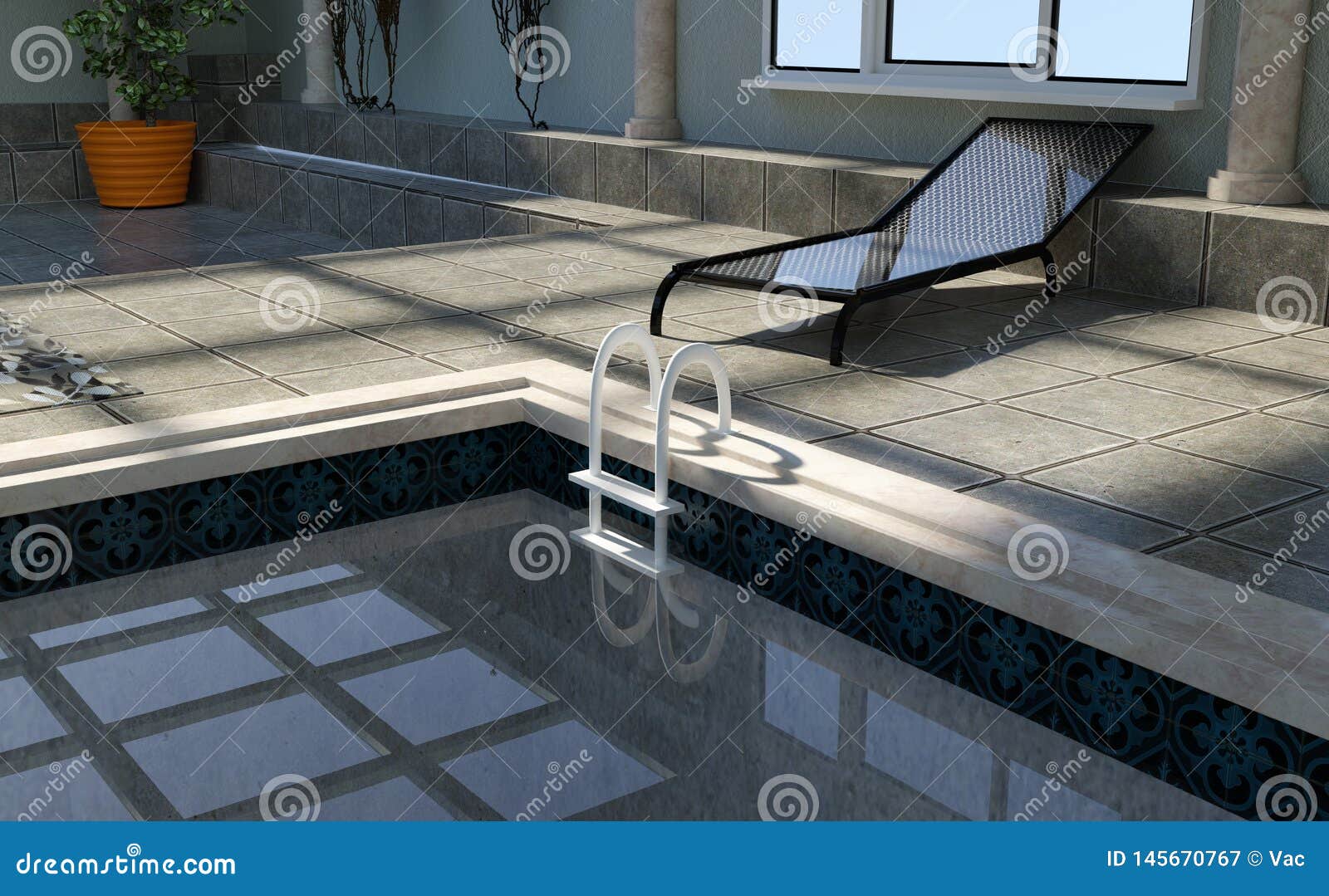 3D Rendering Indoor Pool stock illustration. Illustration of relax ...