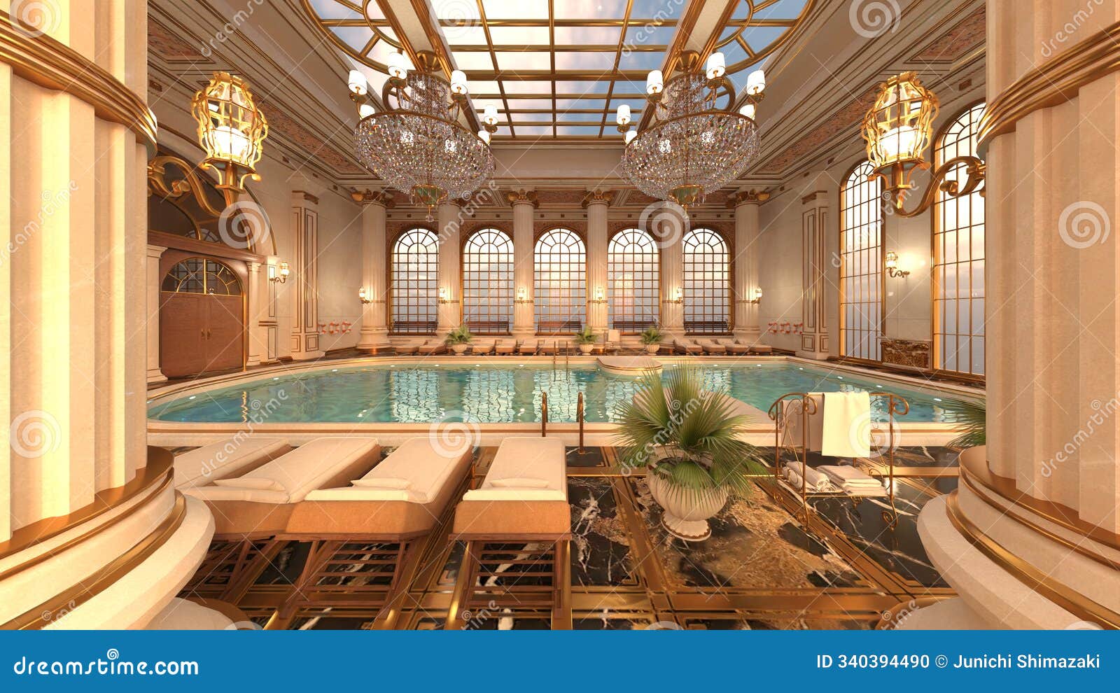 3D Rendering of the Indoor Swimming Pool Stock Illustration ...