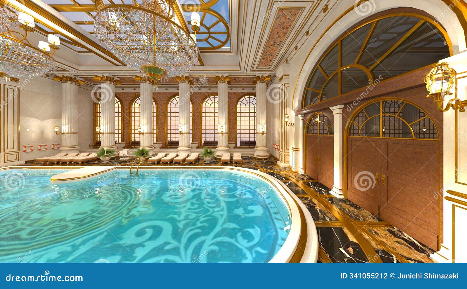 3D Rendering of the Indoor Swimming Pool Stock Illustration ...