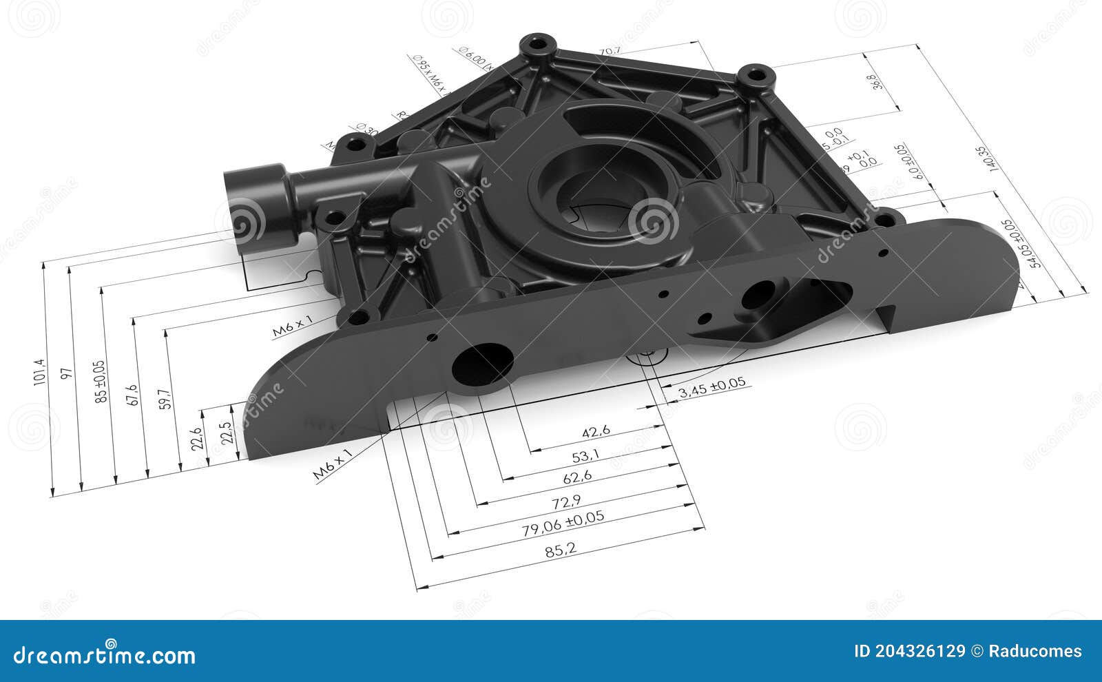 3D Rendering - Industrial Engineering Part Drafting Stock Illustration ...