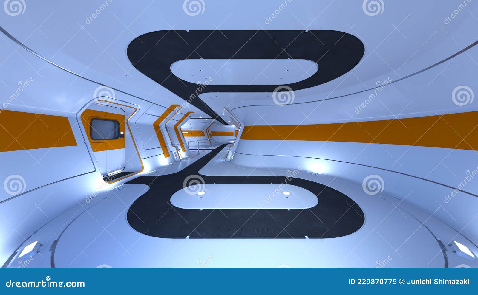 3D Rendering of the Inside the Space Station Passage Stock Illustration ...