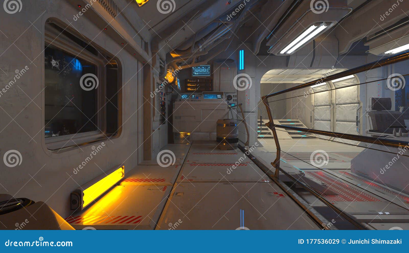 3D Rendering of Inside the Spaceship Stock Illustration - Illustration ...