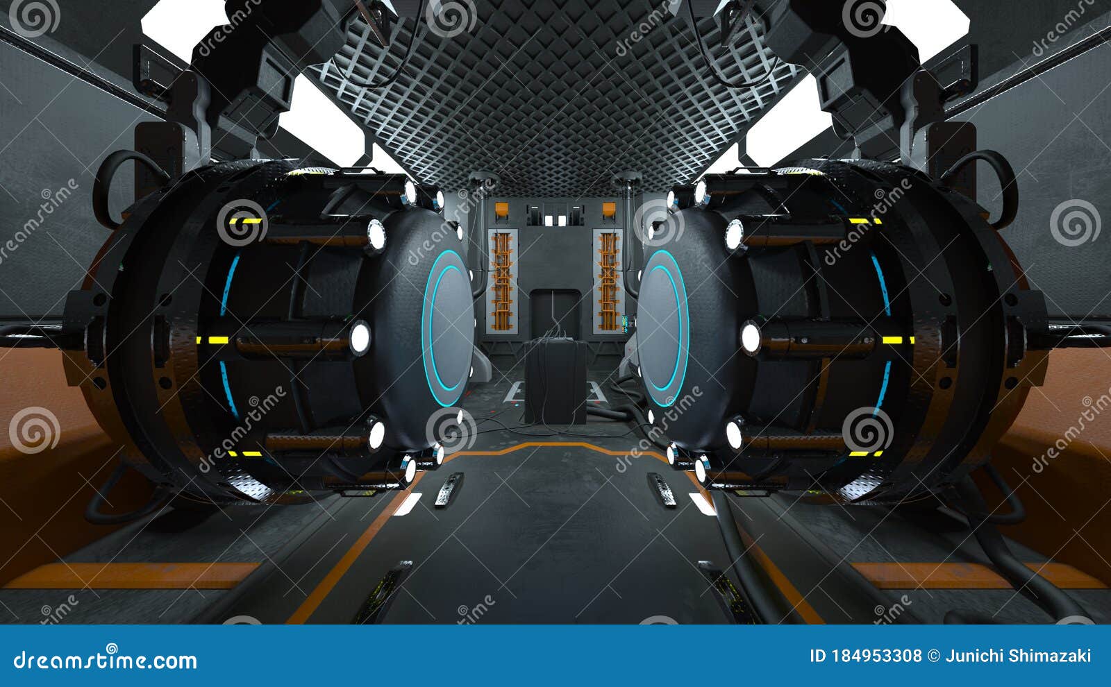 3D Rendering of Inside the Spaceship Stock Illustration - Illustration ...