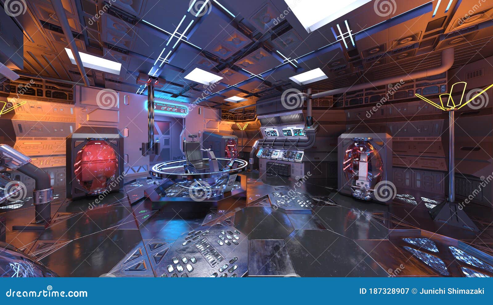 3D Rendering of Inside the Spaceship Stock Illustration - Illustration ...